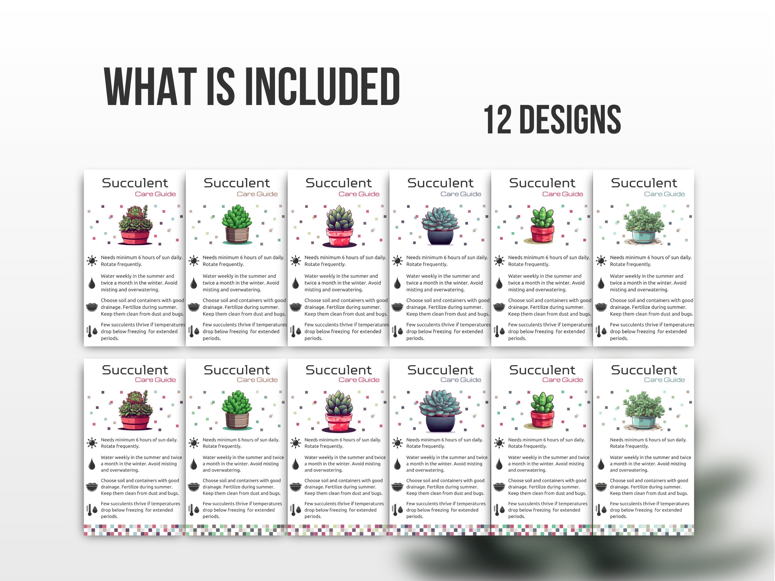 Succulent Care Card, Plant Card, Mini Care Cards, Plant Label, Care ...