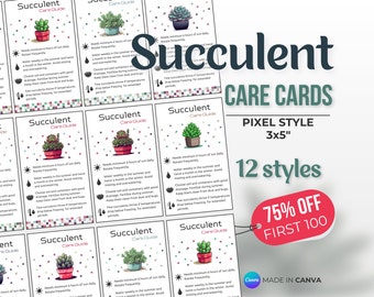 Succulent Care Card, Plant Card, Mini Care Cards, Plant Label, Care ...