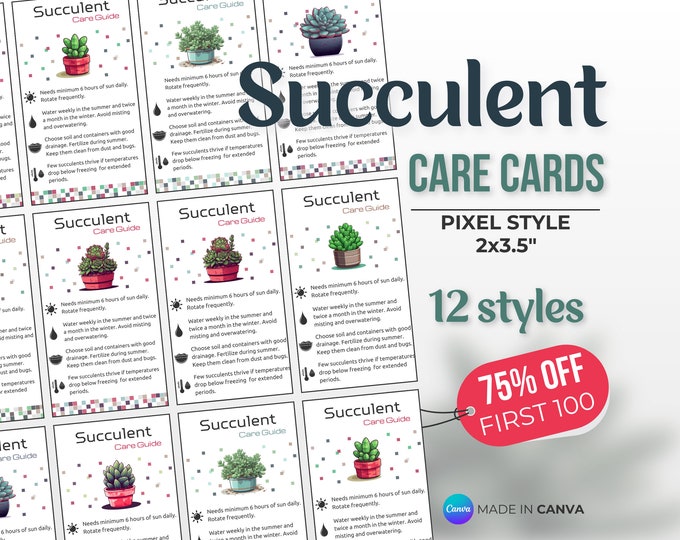 Printable Succulent Care Guide Cactus and Succulent Care Instruction ...