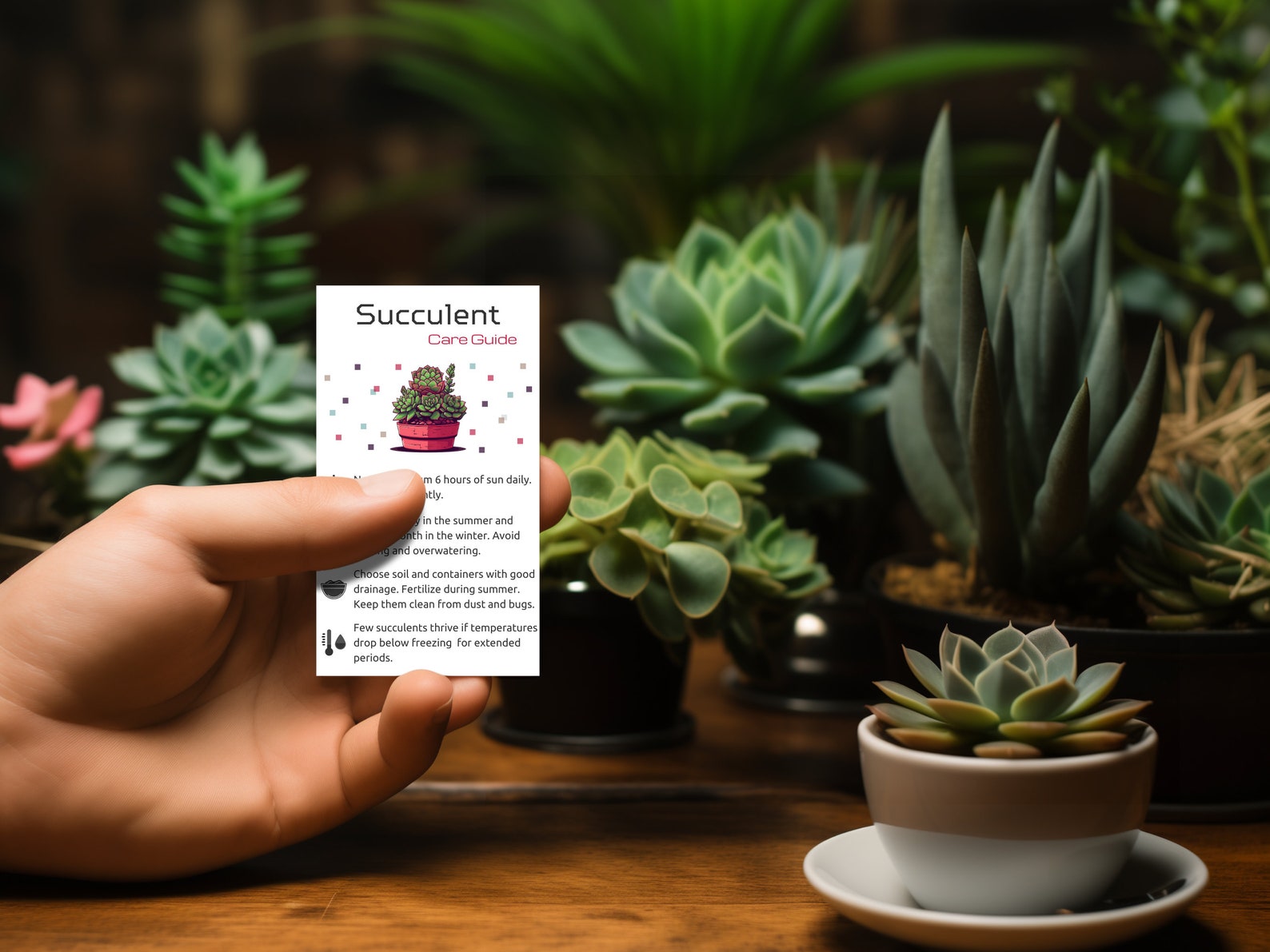 Succulent Care Card, Plant Card, Mini Care Cards, Plant Label, Care ...