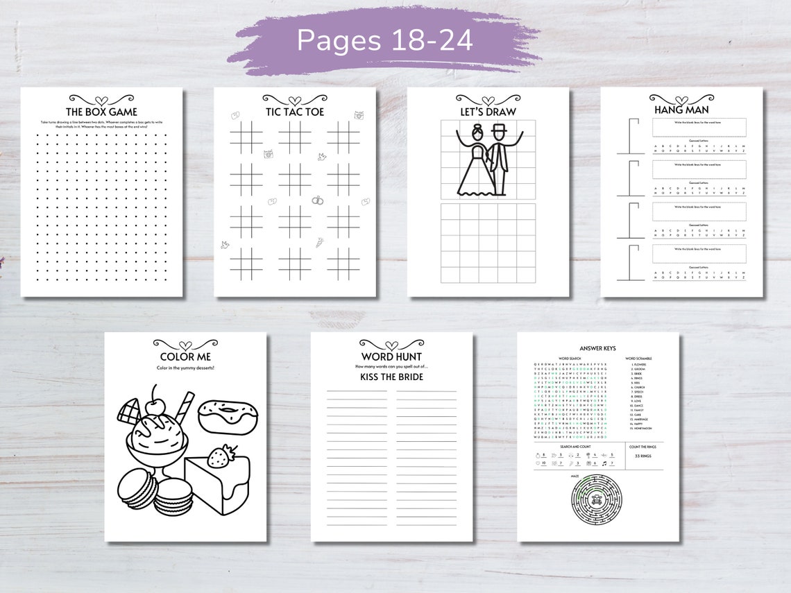 Kids Wedding Coloring and Wedding Activity Book: Fun Coloring & Games ...