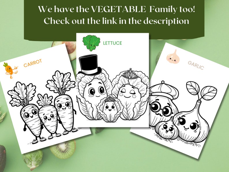 Cute Kawaii Fruit Family Coloring Pages for Toddlers and School Kids ...