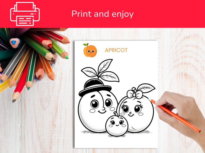 Cute Kawaii Fruit Family Coloring Pages for Toddlers and School Kids ...