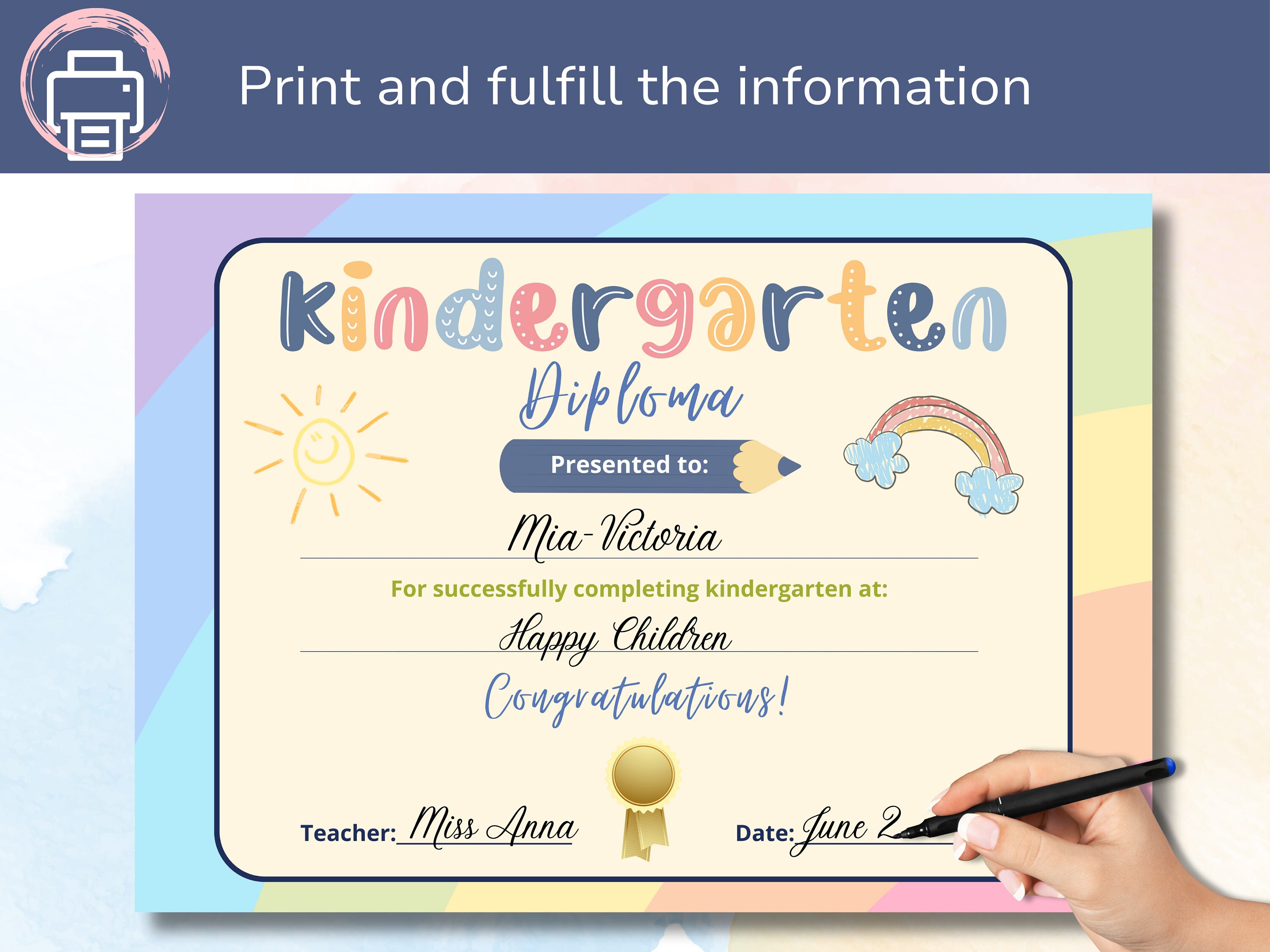 Kindergarten Graduation Bundle Customizable Diploma and Last Day Poster ...