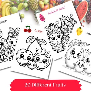 Kawaii Fruits & Veggies Coloring Pages: Fun Educational Activity ...