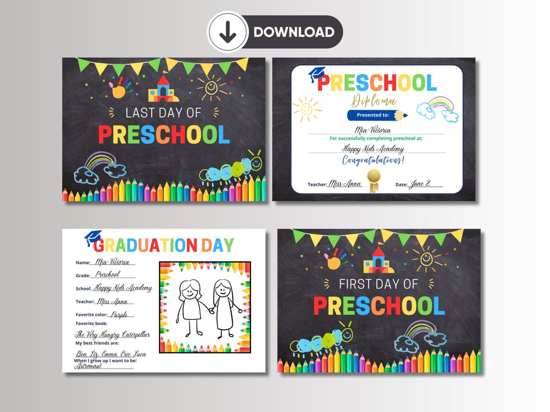 Last Day of Preschool First Day Poster Last Day Signs | Personalized ...