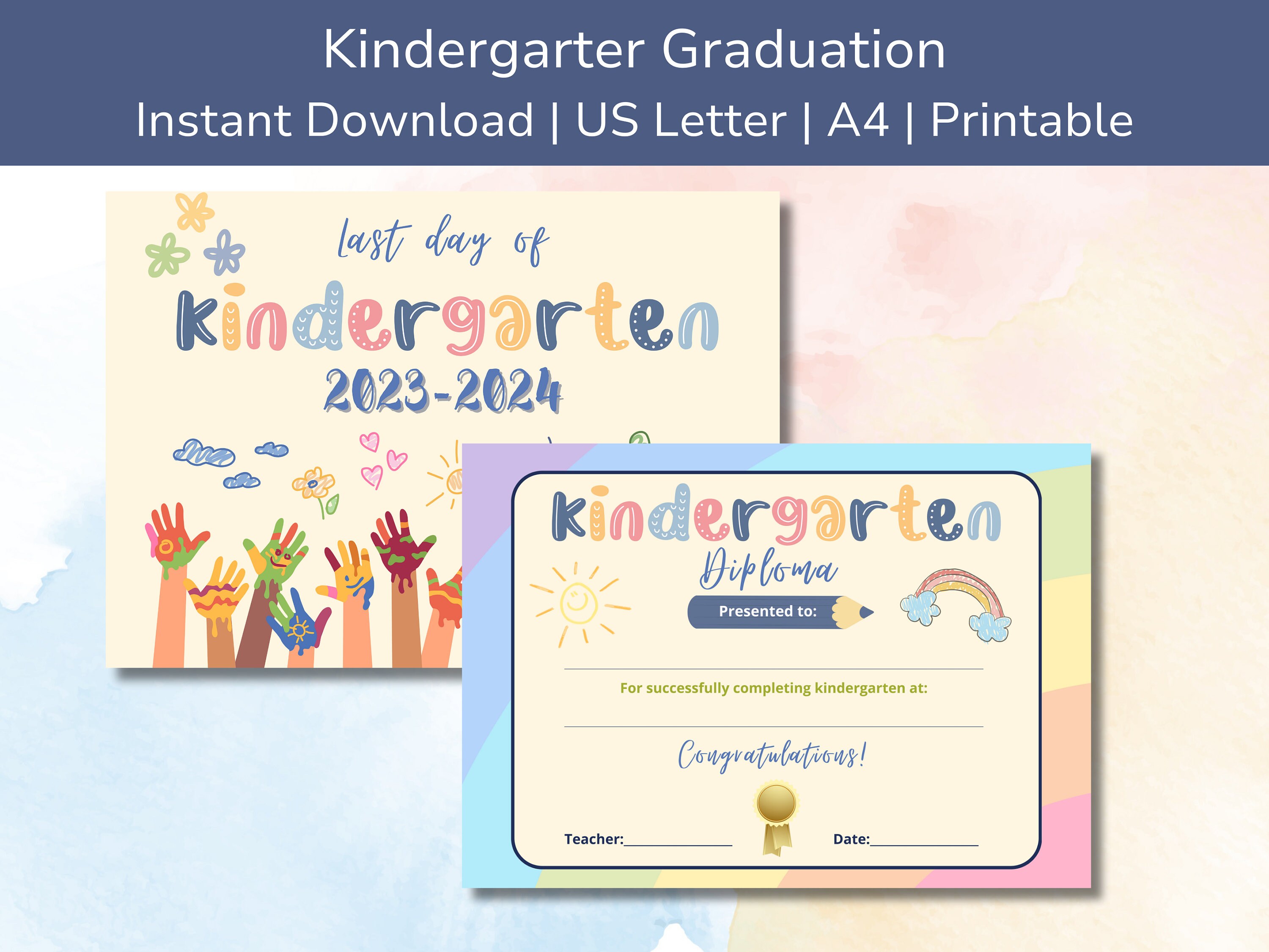 Kindergarten Graduation Bundle | Customizable Diploma and Last Day ...