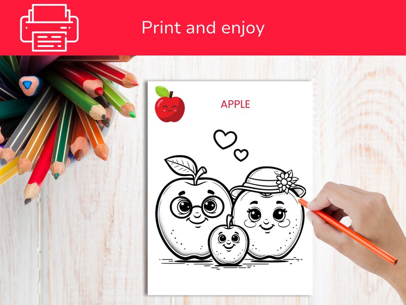 Kawaii Cute Coloring Fruits and Veggies Pages for Kids and Adults ...