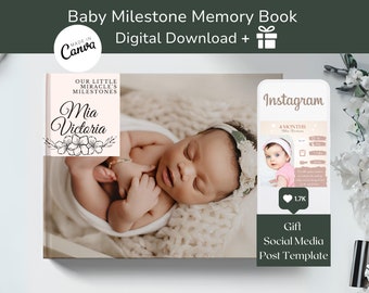 Baby Milestone Memory Book Template, Baby First Year Scrapbook ...