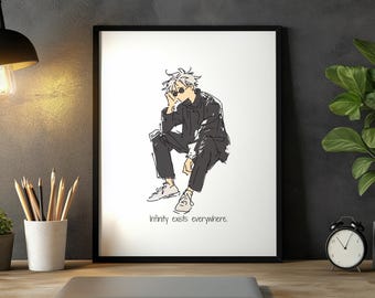 Gojo Printable Wall Art, Same Day Anime Gift, Last Minute Gift Idea ...