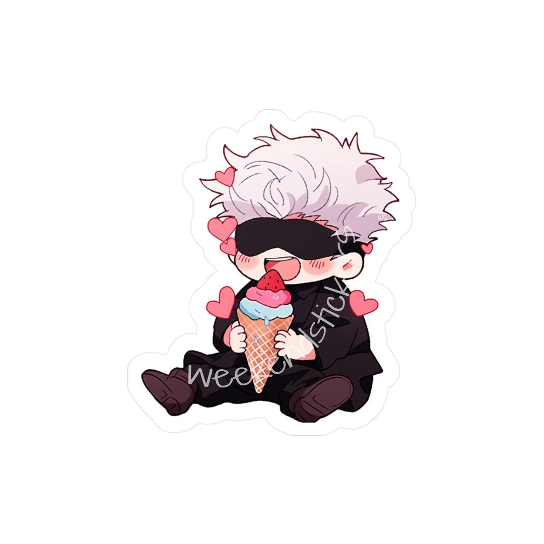 Chibi Gojo Ice Cream Sticker, Anime Vinyl Sticker, Waterproof Gojo ...