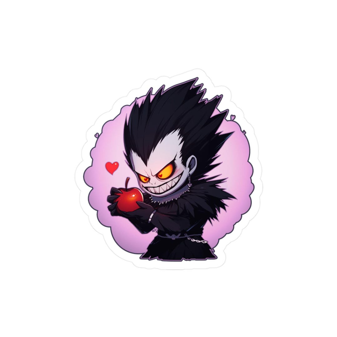 Chibi Ryuk Apple Sticker, Death Note Vinyl Sticker, Anime Merch, Kawaii ...