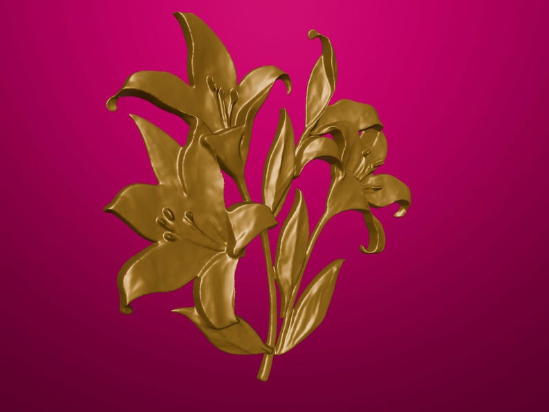 Elegant Lily Flower 3D STL Model for Aspire Artcam CNC Reliefs ...