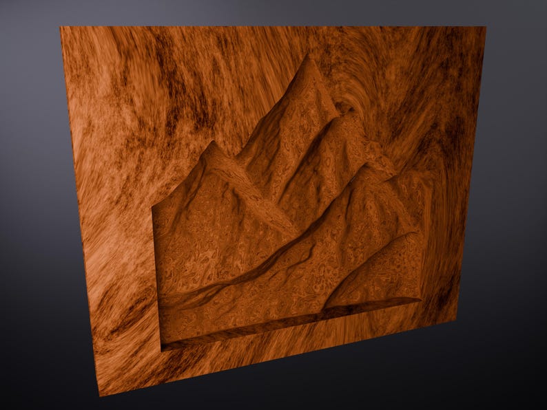 Mountain Range 3D STL Model for CNC Engraving, Wall Sculpture, Aspire ...
