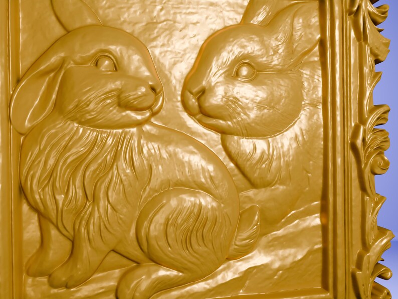 Rabbit 3D STL Model for CNC, Decorative Panel, Wood Engraving, Artcam ...