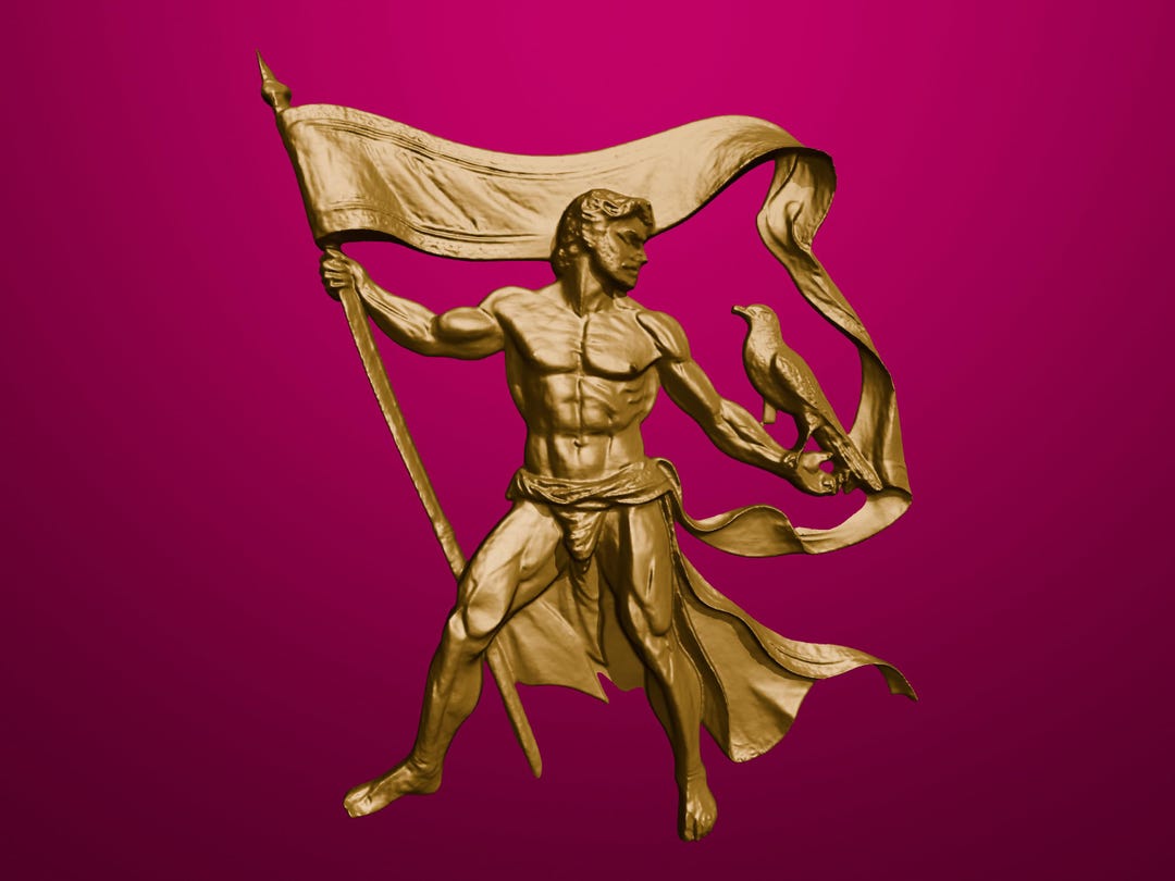 Hero With Flag and Bird 3D STL Model for CNC Carving, Stone Engraving ...
