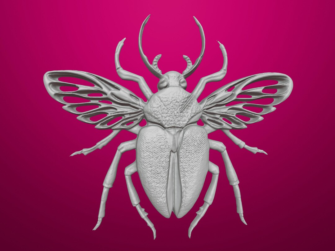 Beetle With Wings Relief 3D STL Model for Aspire Artcam, CNC Carving ...
