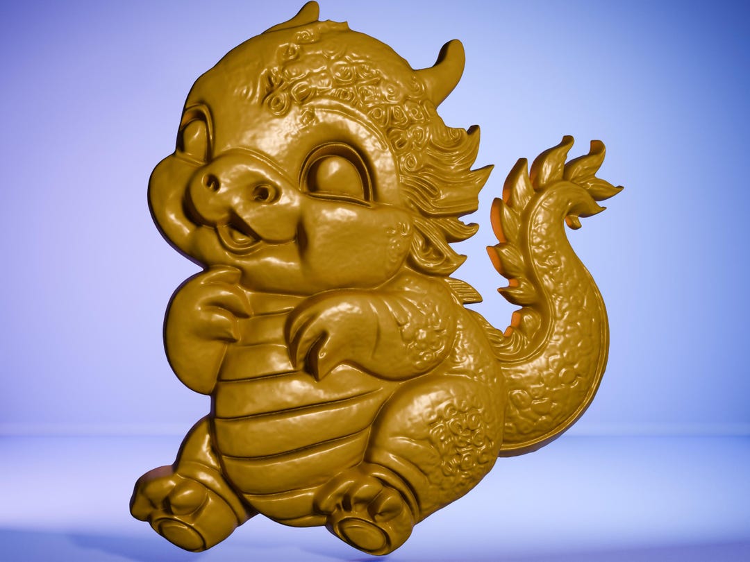 Cute Dragon 3D STL Model for CNC, Relief, Artcam, Aspire, 3D Printer ...