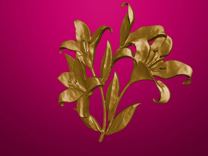Elegant Lily Flower 3D STL Model for Aspire Artcam CNC Reliefs ...