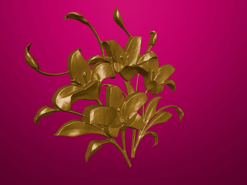 Elegant Lily Bouquet 3D STL Model for Aspire Artcam, CNC Relief ...