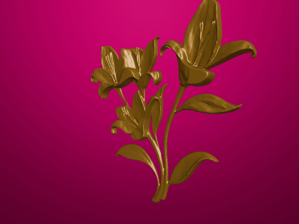 Elegant Lily Trio 3D STL Model for Aspire Artcam, CNC Relief ...