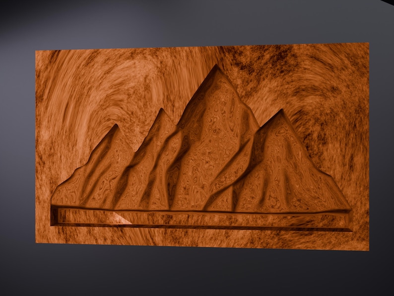 Mountain Landscape 3D STL Model for CNC Engraving, Wall Decor, Aspire ...