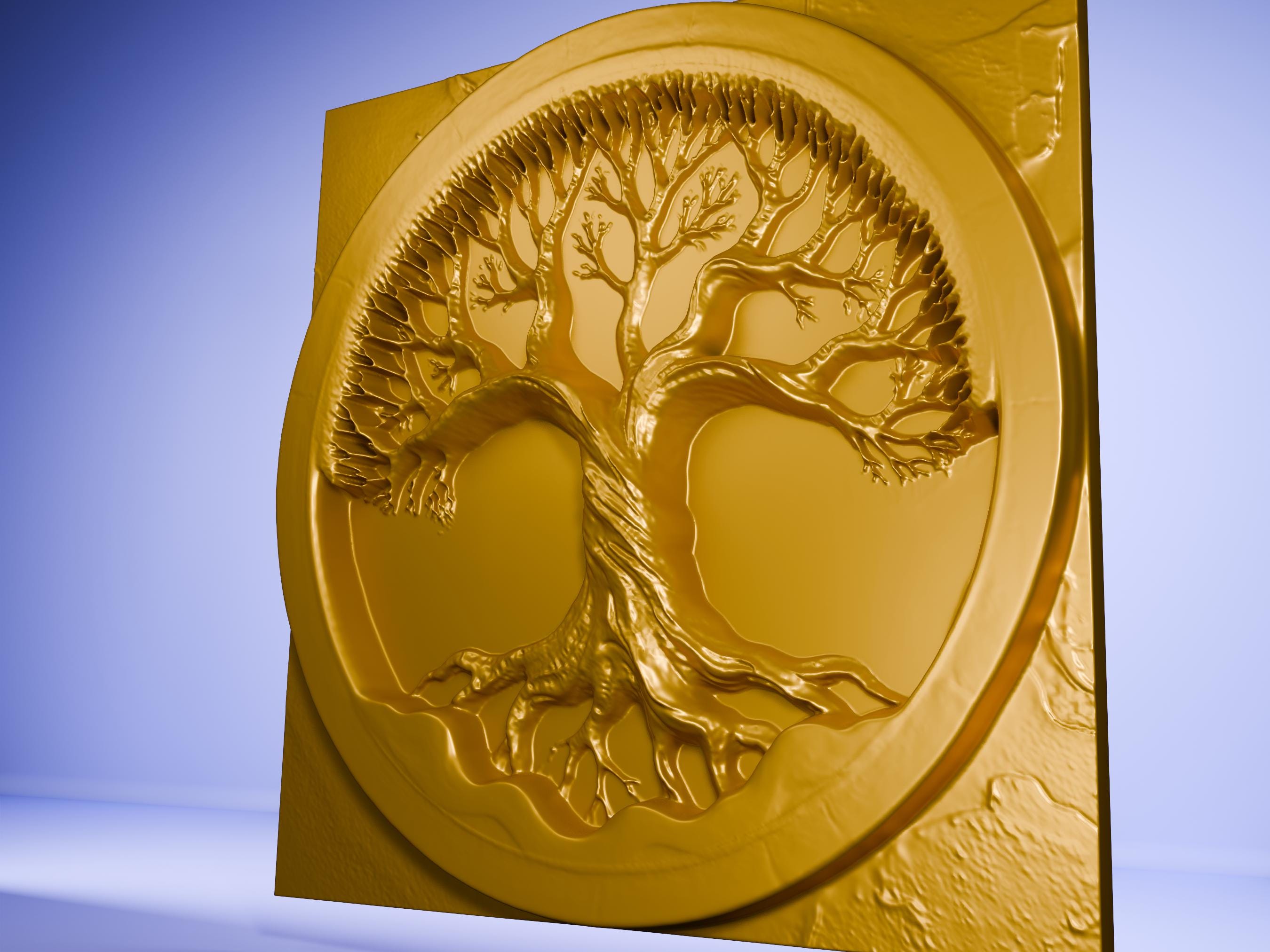 Round Tree of Life 3D STL Model for 3D Printing, CNC Relief ...