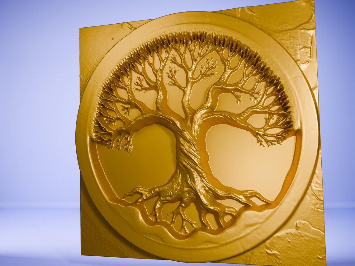 Round Tree of Life 3D STL Model for 3D Printing, CNC Relief ...