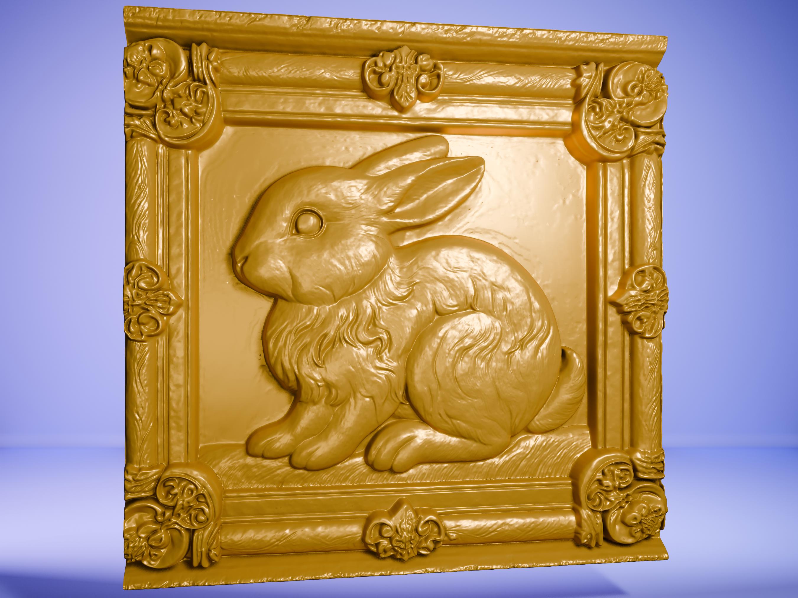 Rabbit 3D STL Model for CNC, Decorative Panel, Wood Engraving, Artcam ...