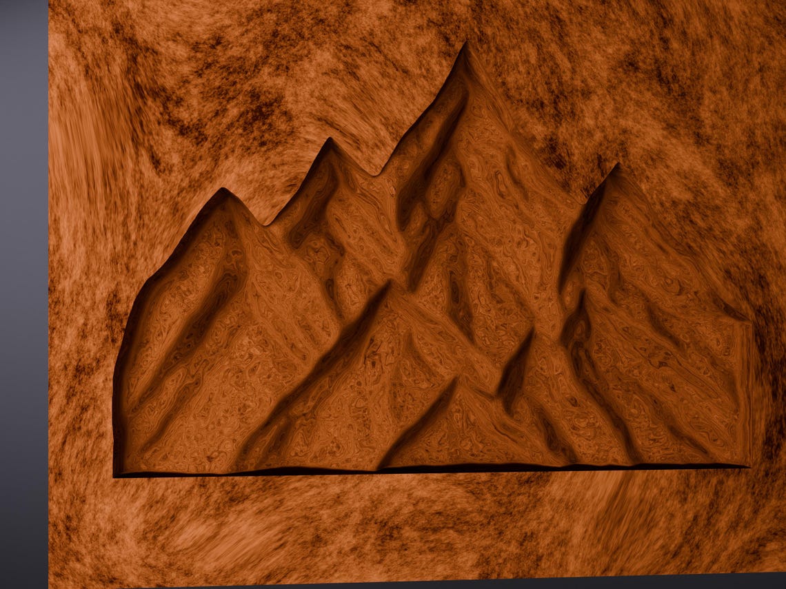 Mountain Range 3D STL Model for CNC Engraving, Wall Sculpture, Aspire ...