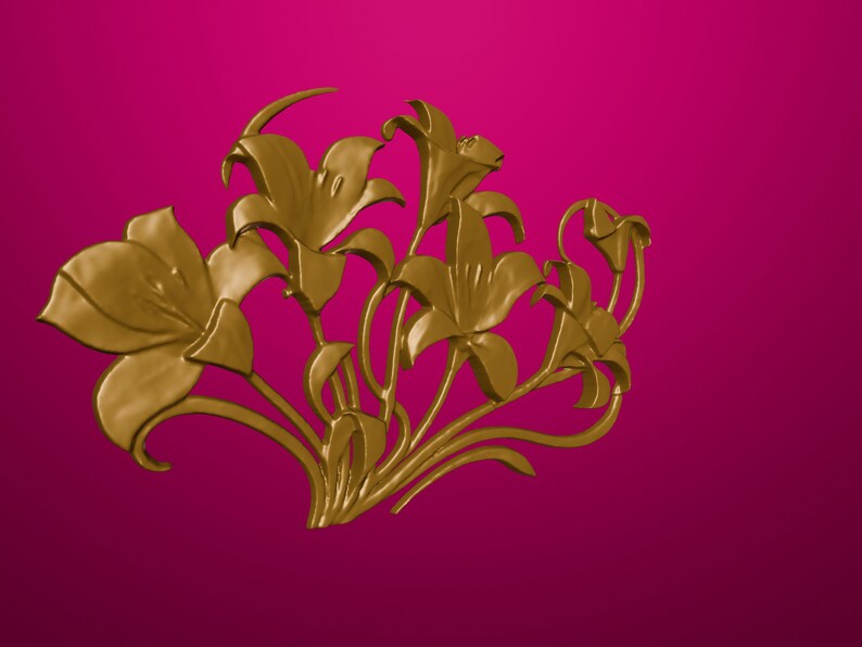 Ornate Lily Bouquet 3D STL Model for Aspire Artcam, CNC Relief ...