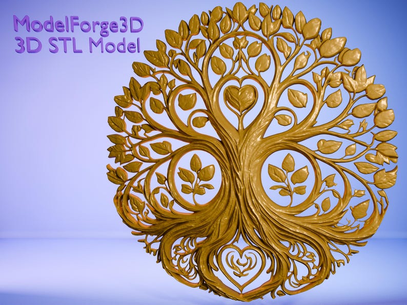 Tree of Life 3D STL Model for CNC, Aspire, Artcam, 3D Printer, Relief ...