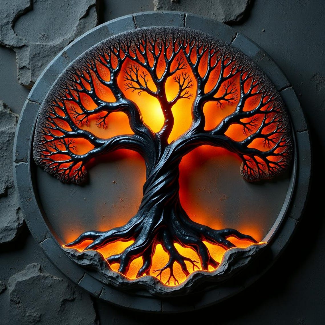 Round Tree of Life 3D STL Model for 3D Printing, CNC Relief ...