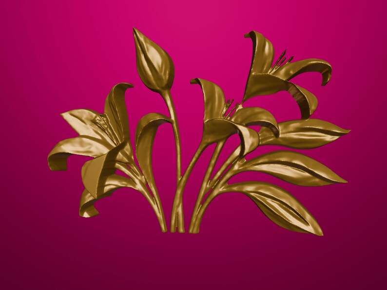 Elegant Lily Design 3D STL Model for Aspire Artcam, CNC Relief ...