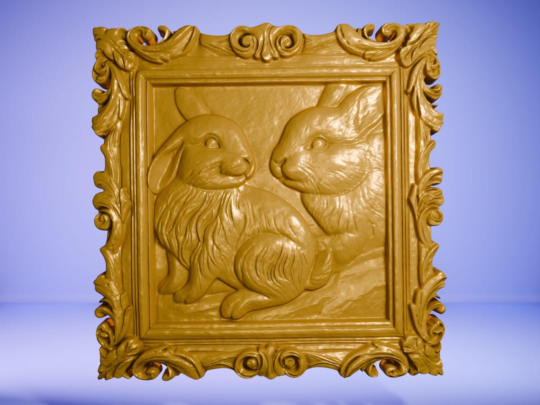 Rabbit 3D STL Model for CNC, Decorative Panel, Wood Engraving, Artcam ...