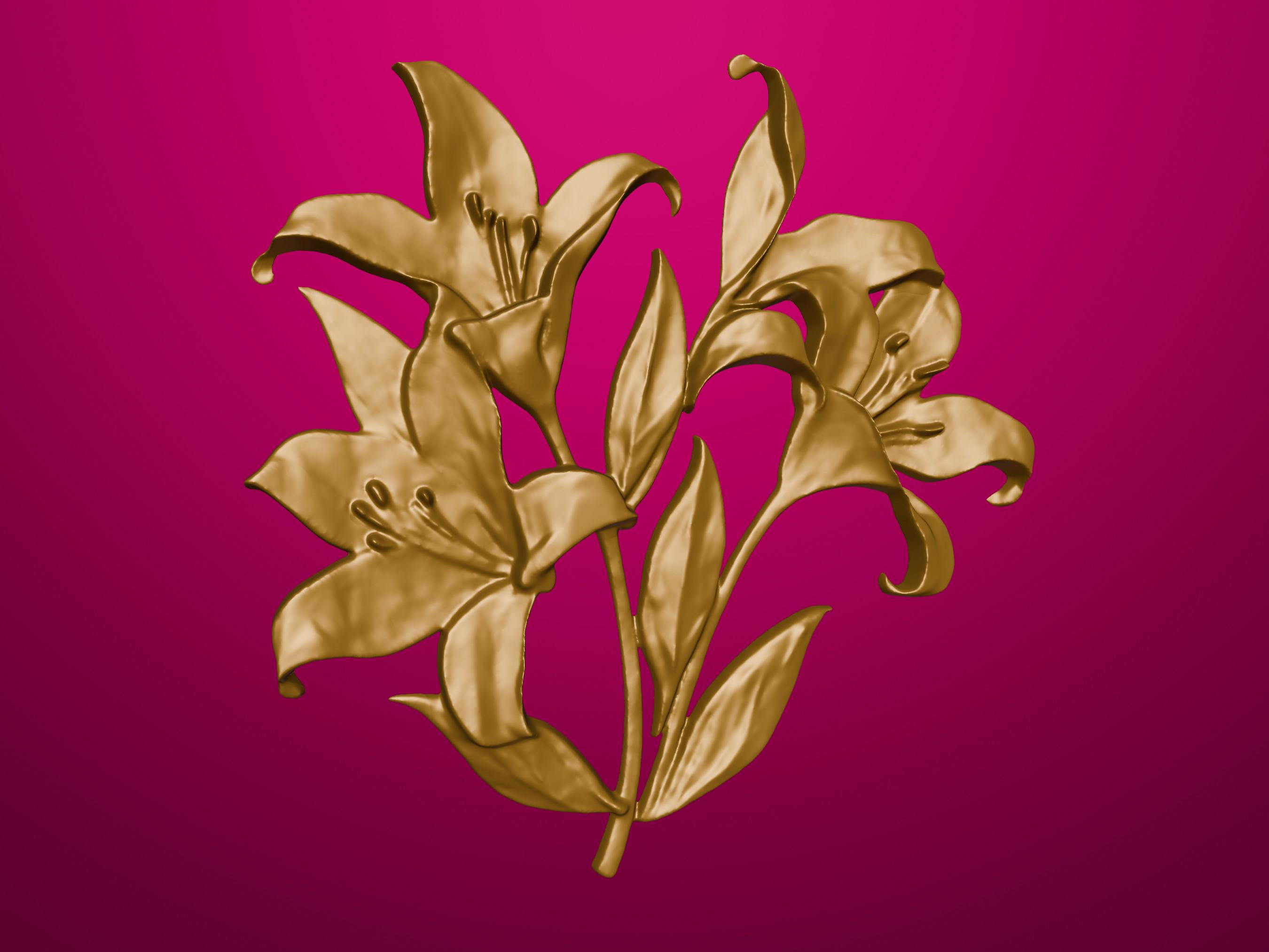 Elegant Lily Flower 3D STL Model for Aspire Artcam CNC Reliefs ...