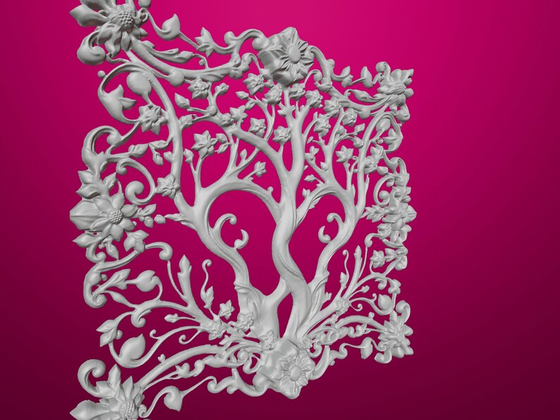 Decorative Tree Relief3d STL Model for Aspire Artcam, CNC Carving ...