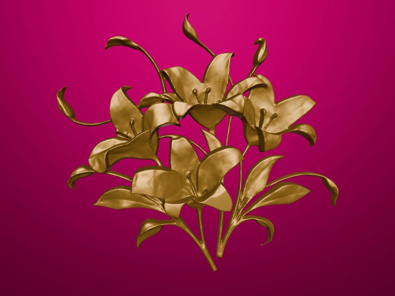 Elegant Lily Bouquet 3D STL Model for Aspire Artcam, CNC Relief ...