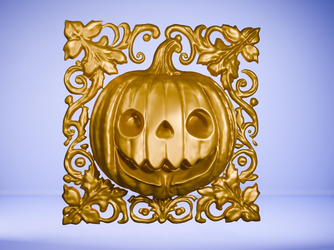 Halloween Pumpkin 3D STL Model for CNC Engraving, Spooky Wall Decor ...
