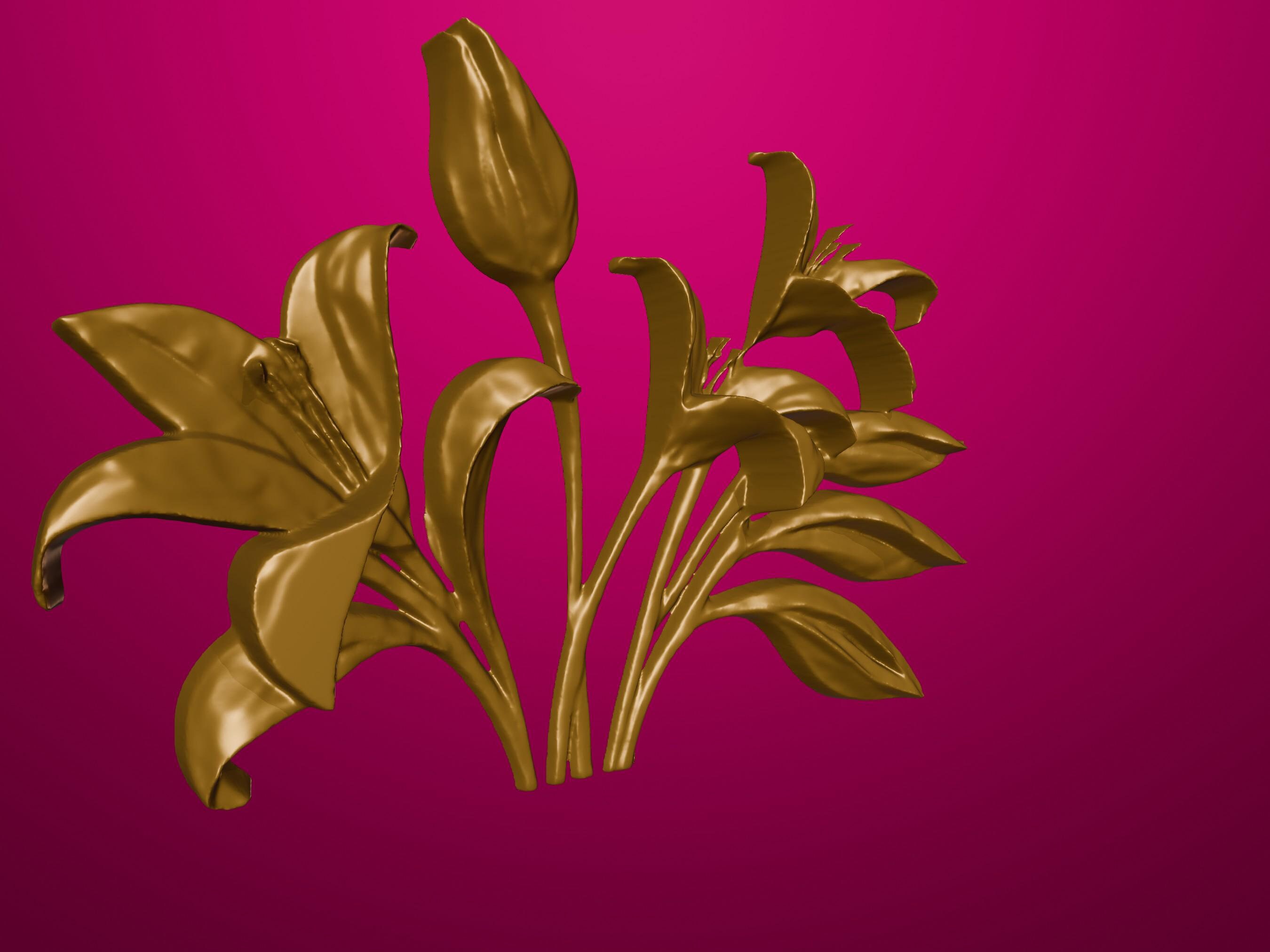 Elegant Lily Design 3D STL Model for Aspire Artcam, CNC Relief ...