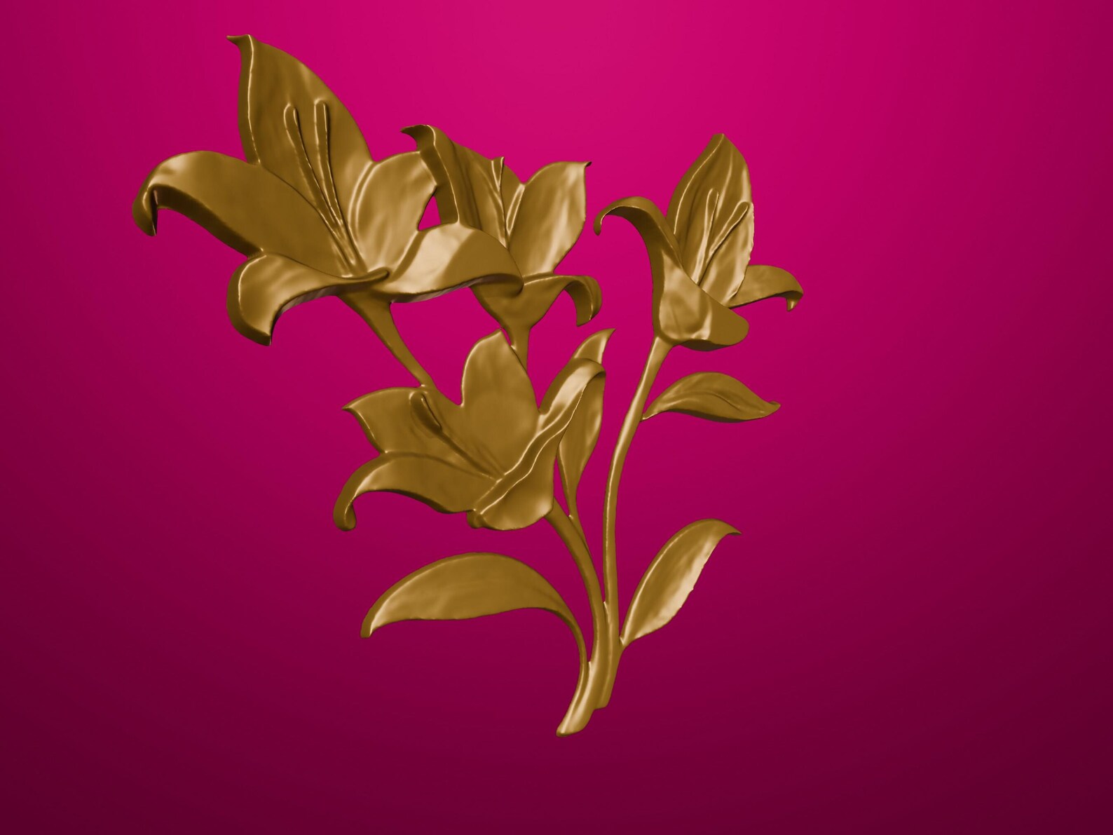 Elegant Lily Trio 3D STL Model for Aspire Artcam, CNC Relief ...