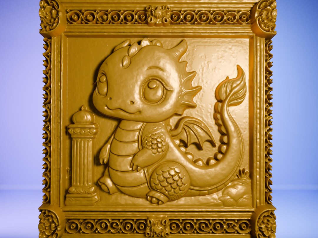 Cute Dragon 3D STL Model for CNC, Decorative Panel, Wood Engraving ...