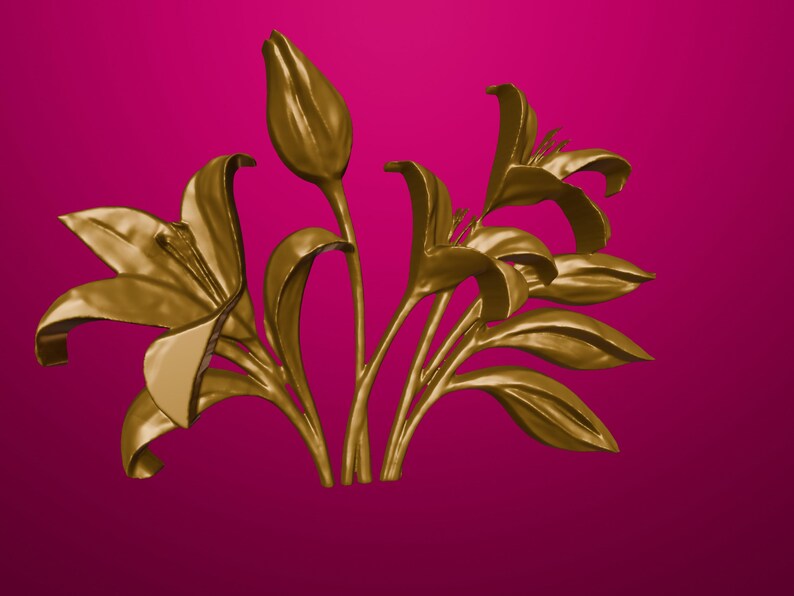 Elegant Lily Design 3D STL Model for Aspire Artcam, CNC Relief ...