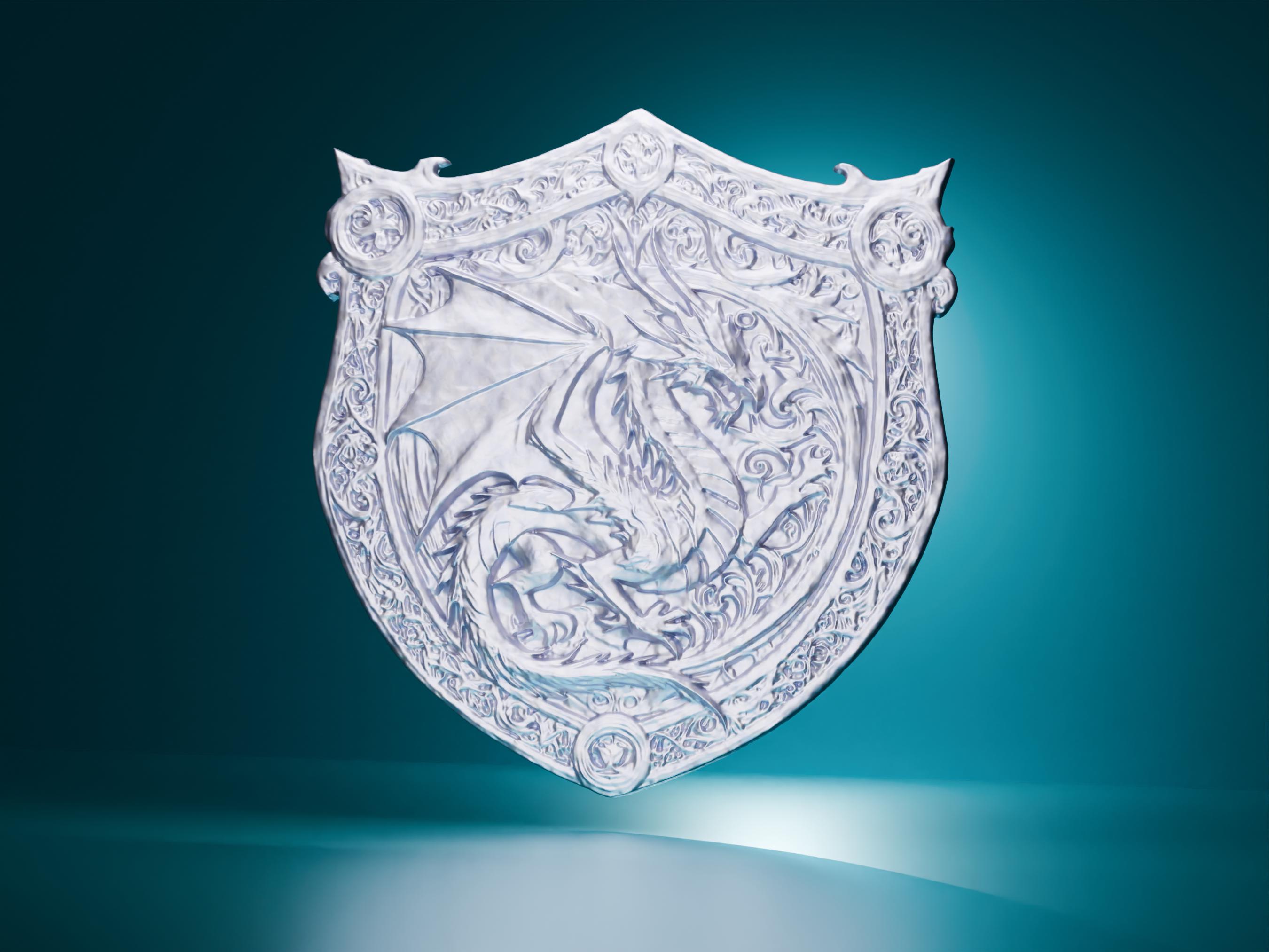 Dragon Shield 3D STL Model for CNC, 3D Printing, Engraving, Wall Decor ...