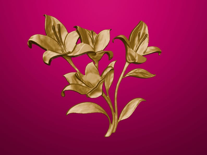 Elegant Lily Trio 3D STL Model for Aspire Artcam, CNC Relief ...
