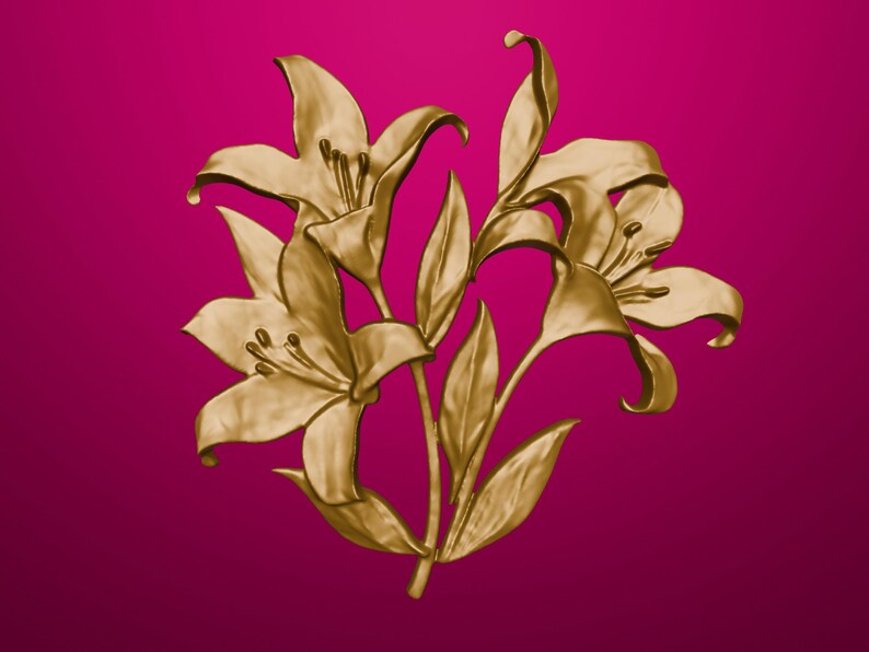 Elegant Lily Flower 3D STL Model for Aspire Artcam CNC Reliefs ...