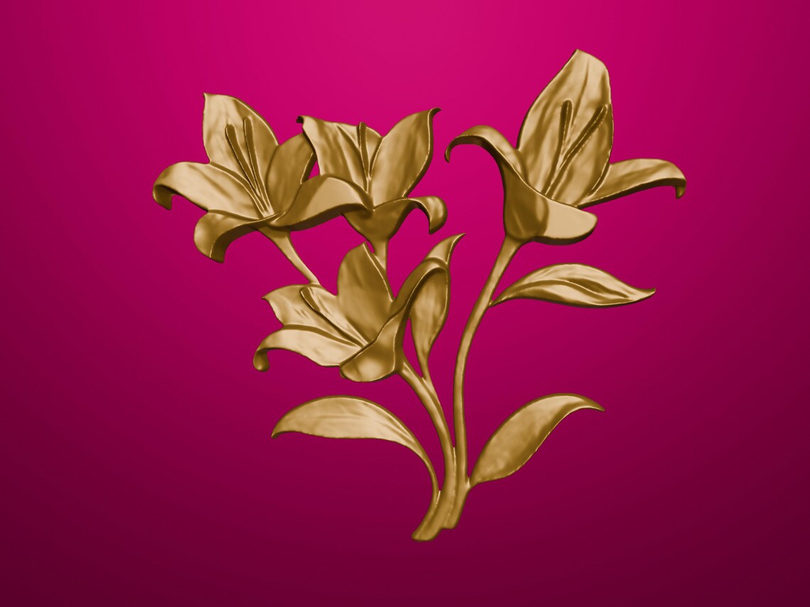 Elegant Lily Trio 3D STL Model for Aspire Artcam, CNC Relief ...