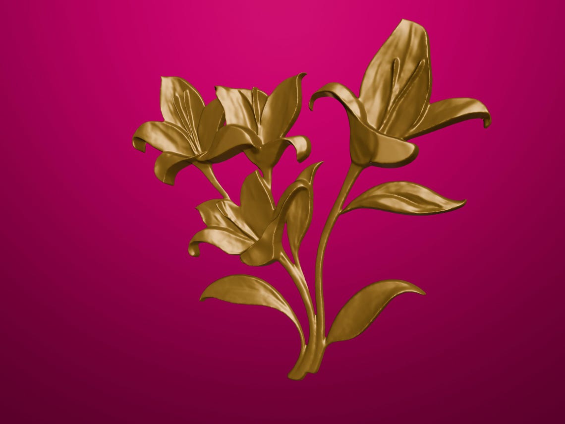 Elegant Lily Trio 3D STL Model for Aspire Artcam, CNC Relief ...