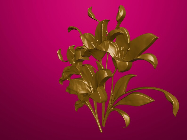 Elegant Lily Bouquet 3D STL Model for Aspire Artcam, CNC Relief ...