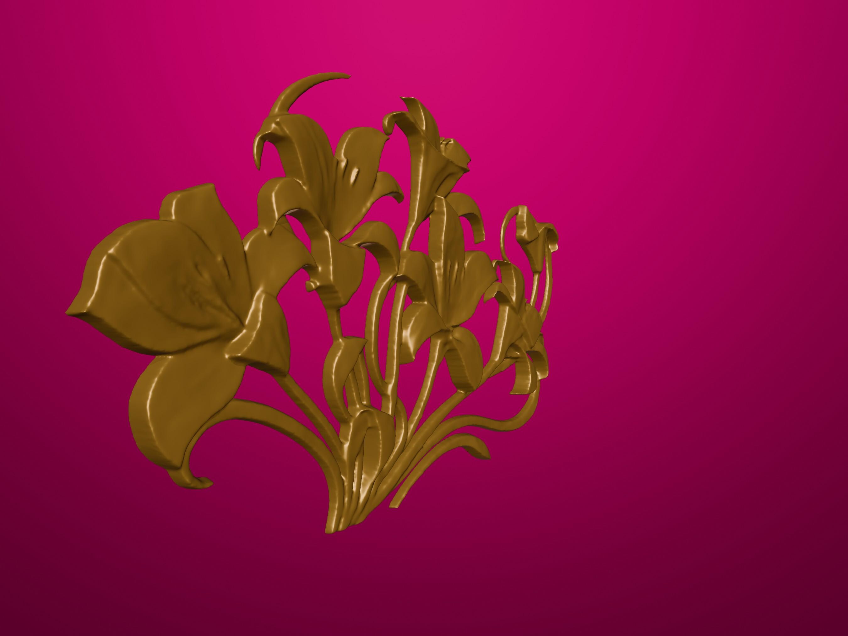 Ornate Lily Bouquet 3D STL Model for Aspire Artcam, CNC Relief ...